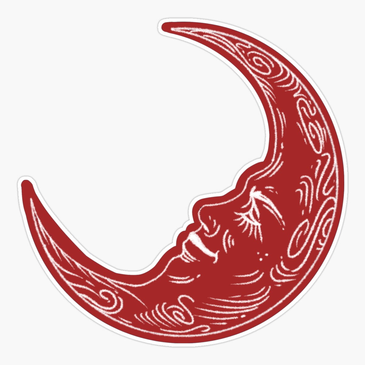Maneki Crescent Sleeping Moon (Red) Er, Phone Decal Water Bottle ...