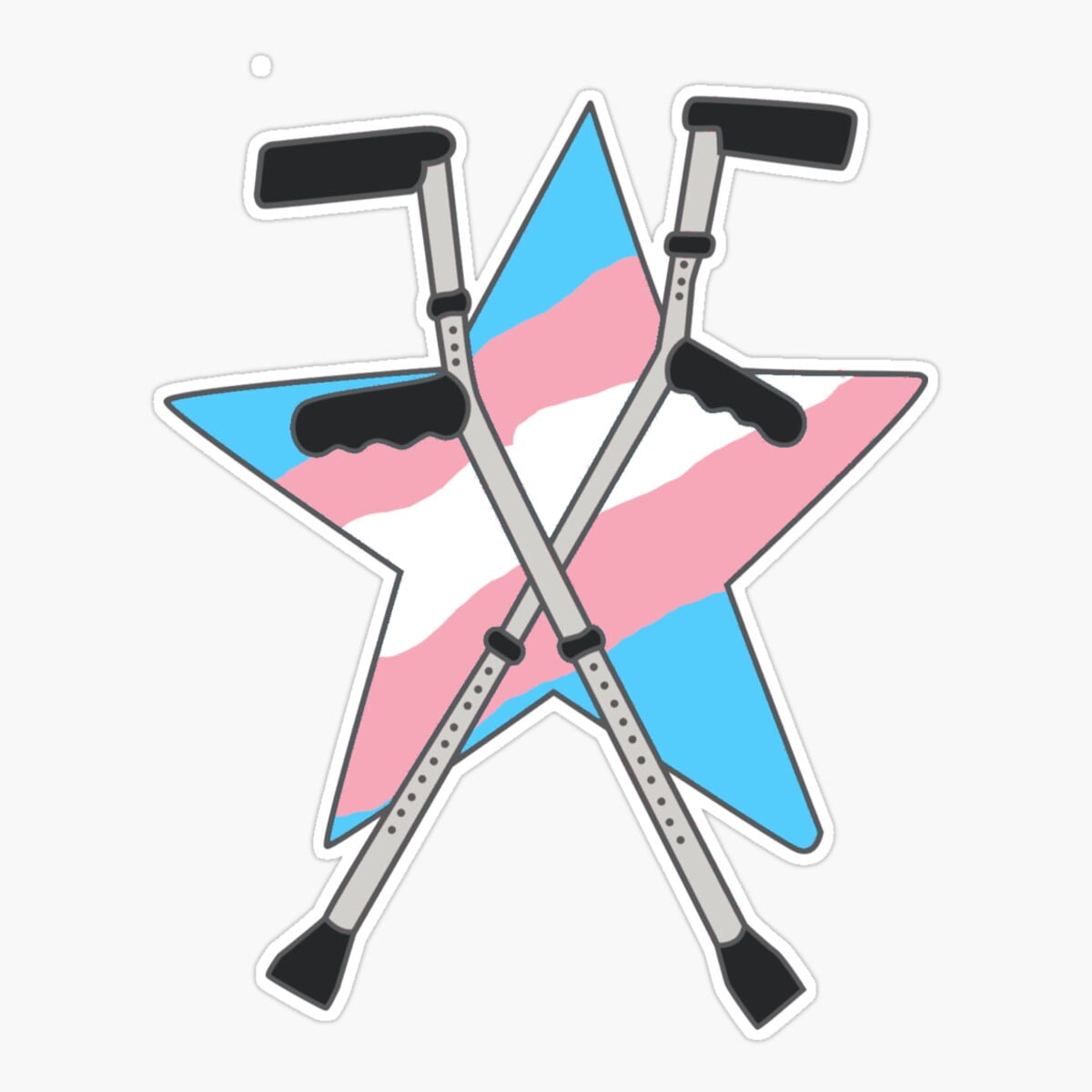 Maneki Crossed Crutches On Trans Pride Star Er, Phone Decal Water ...