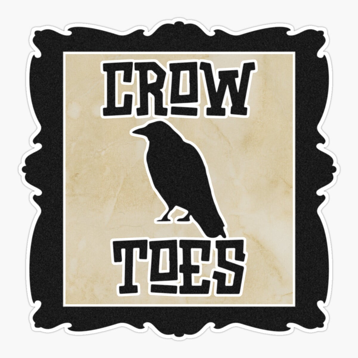 Maneki Crow Toes Label In Black Rectangle Rame White Outline Sticker ...