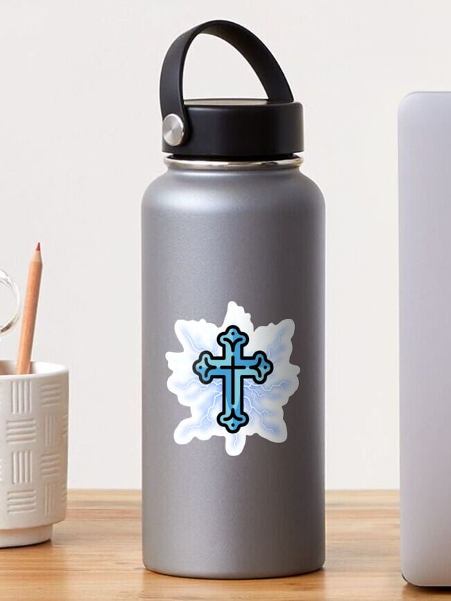 Maneki Crucifix Lightning Design Sticker, Phone Decal Water Bottle ...