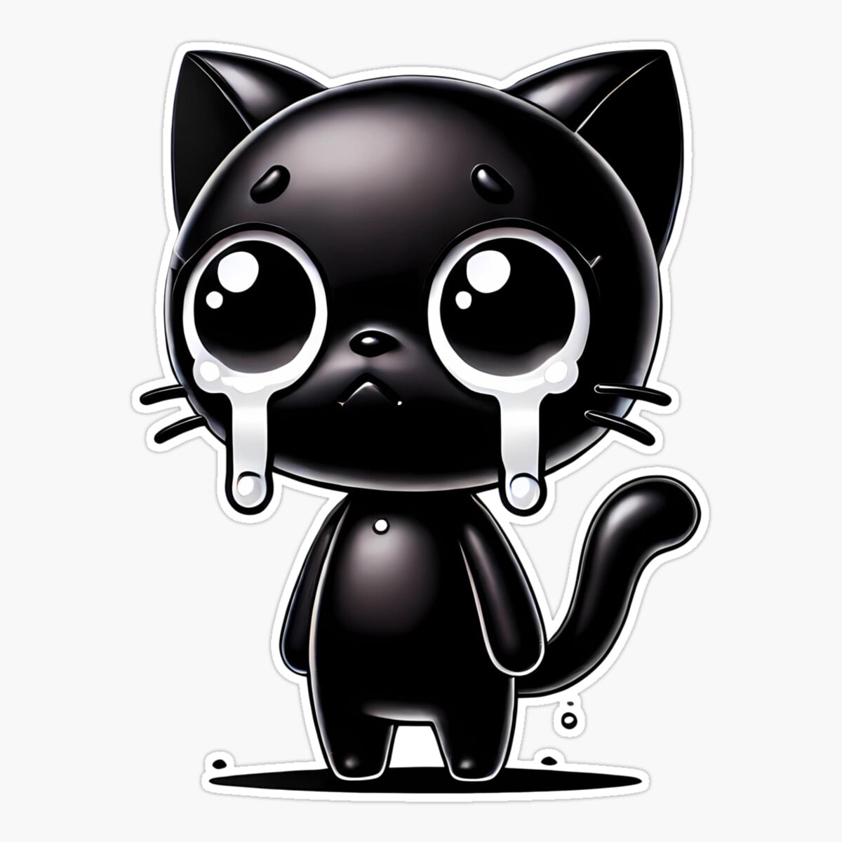 Maneki Cry Black Cat Sticker, Phone Decal Water Bottle Stickers Car ...