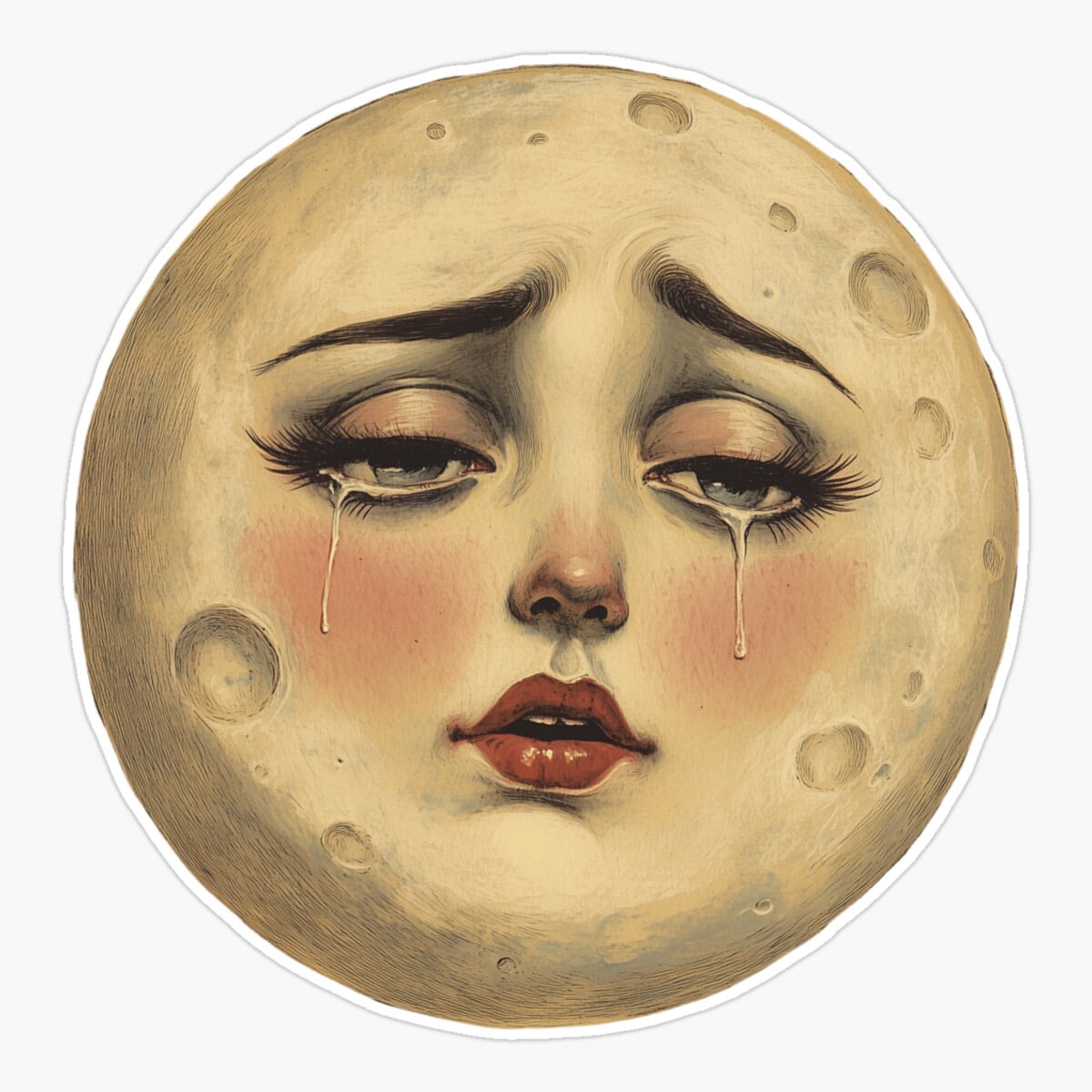Maneki Crying Vintage Paper Moon Er, Phone Decal Water Bottle Stickers ...