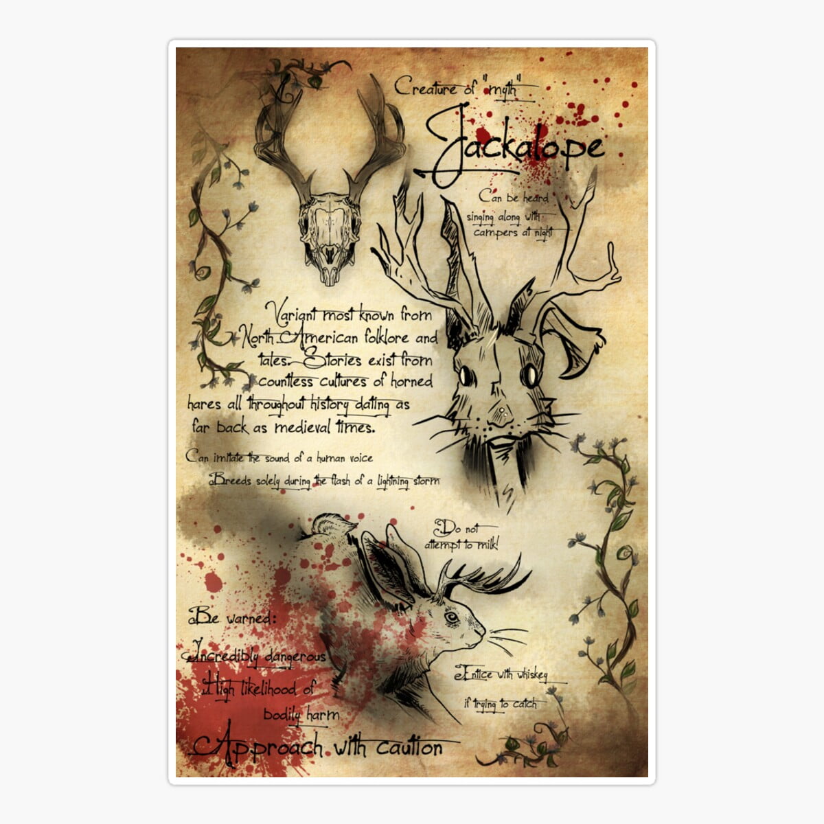 Maneki Cryptic Studies: Jackalope Er, Phone Decal Water Bottle Stickers ...