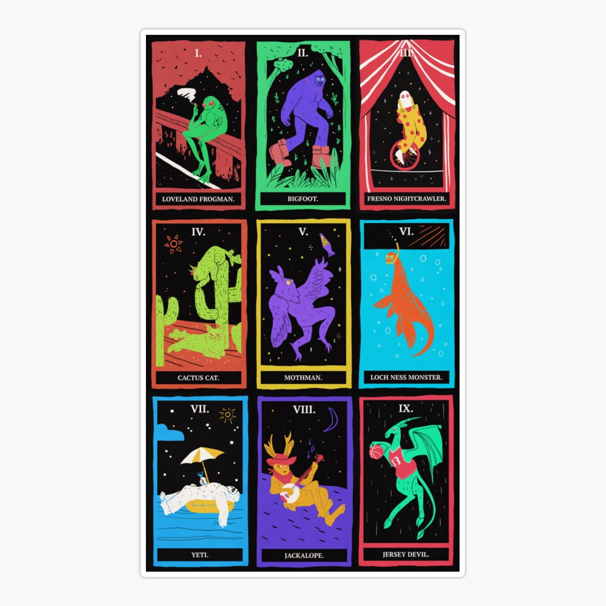Maneki Cryptid Tarot Card Bigoot Mothman Loch Ness Monster Er, Phone ...