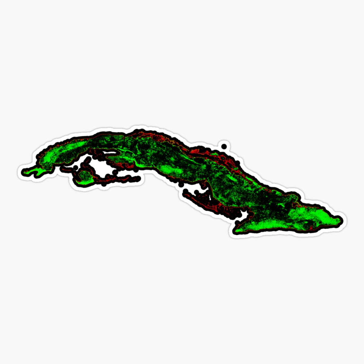 Maneki Cuba Orest Cover Map With Black Background Sticker, Phone Decal ...