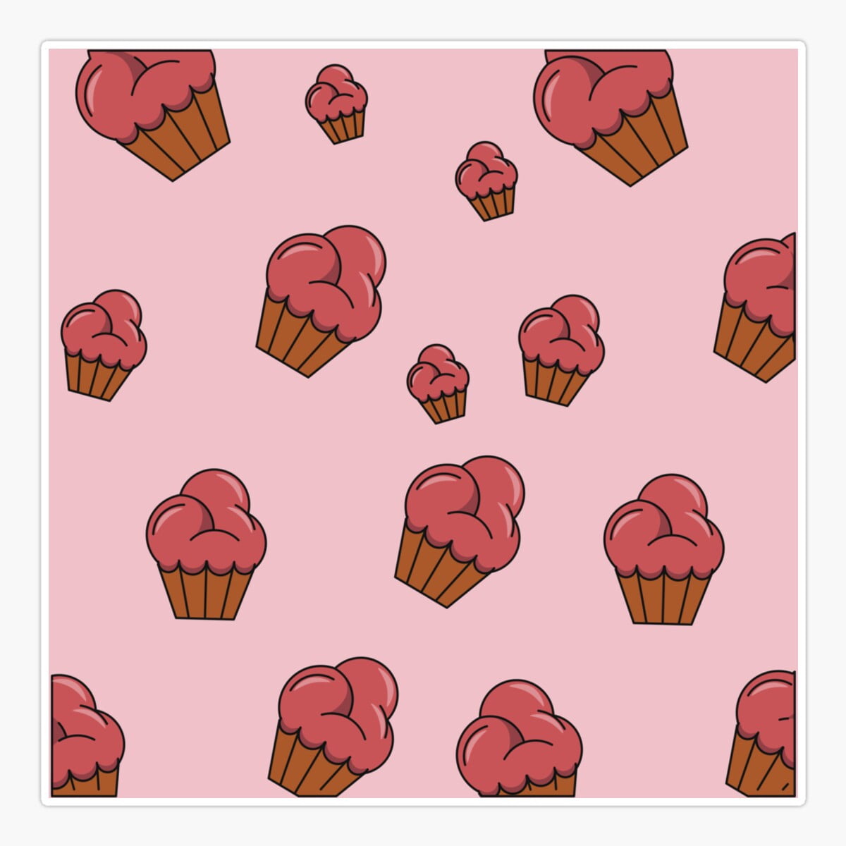 Maneki Cupcake Recipe Pattern Sticker, Phone Decal Water Bottle ...