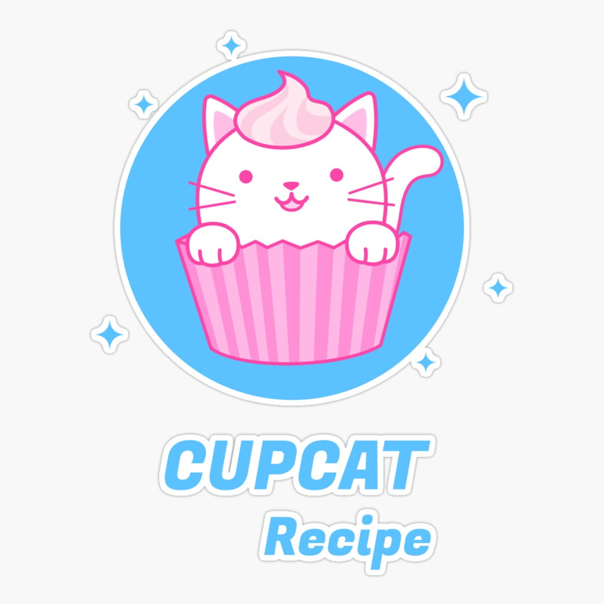 Maneki Cupcat Recipe Sticker, Phone Decal Water Bottle Stickers Car ...
