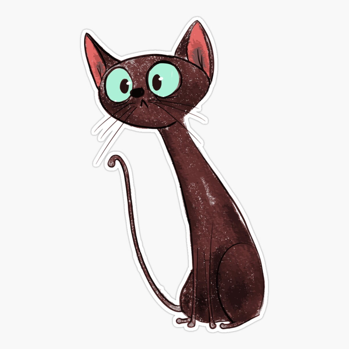 Maneki Curious Cat Illustration Sticker, Phone Decal Water Bottle ...