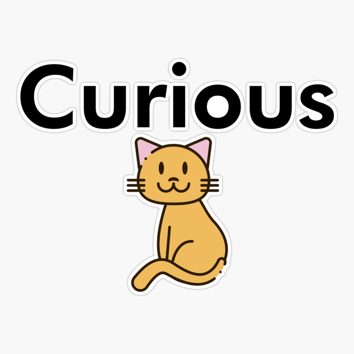 Maneki Curious Cat Quote Design Sticker, Phone Decal Water Bottle ...