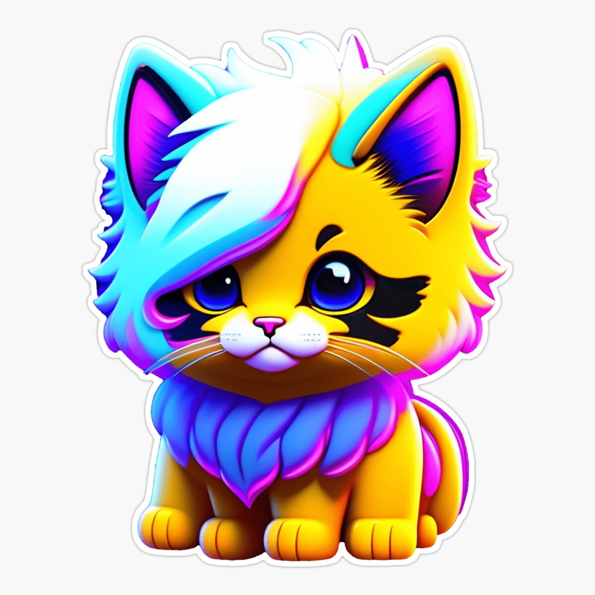 Maneki Cute Adorable Dj Cat Wearing Sungles And Headphones 20 Sticker ...