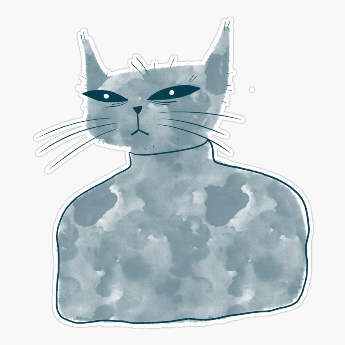 Maneki Cute And Conused Gray Alien Cat Sticker, Phone Decal Water ...