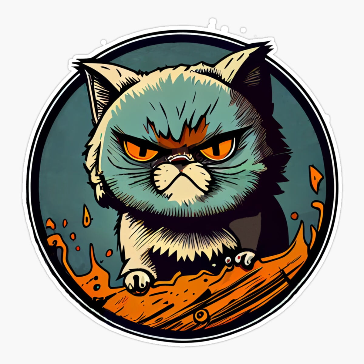 Maneki Cute Angry Cat 2023 Sticker, Phone Decal Water Bottle Stickers ...