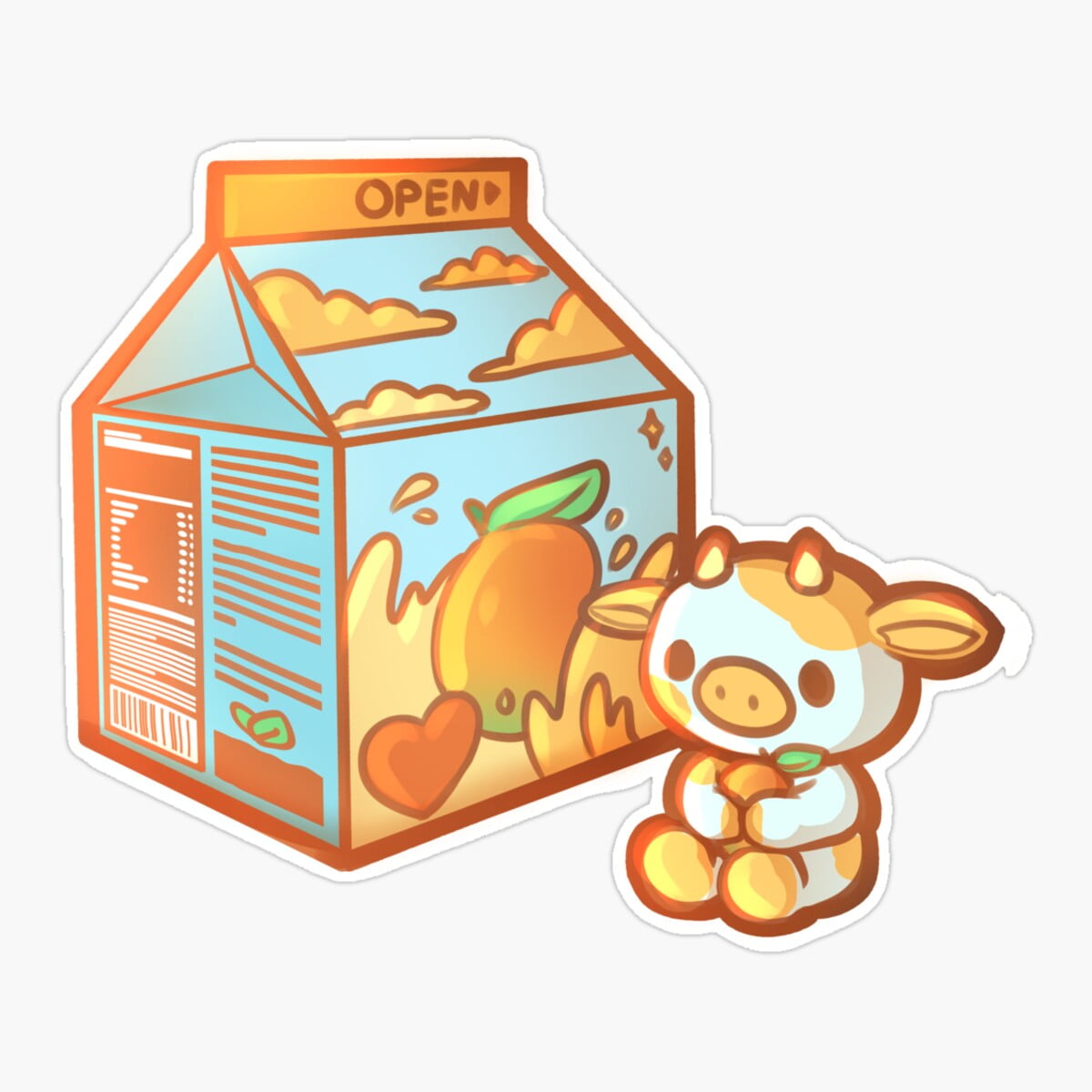 Maneki Cute Baby Cow Mango Milk Er, Phone Decal Water Bottle Stickers ...