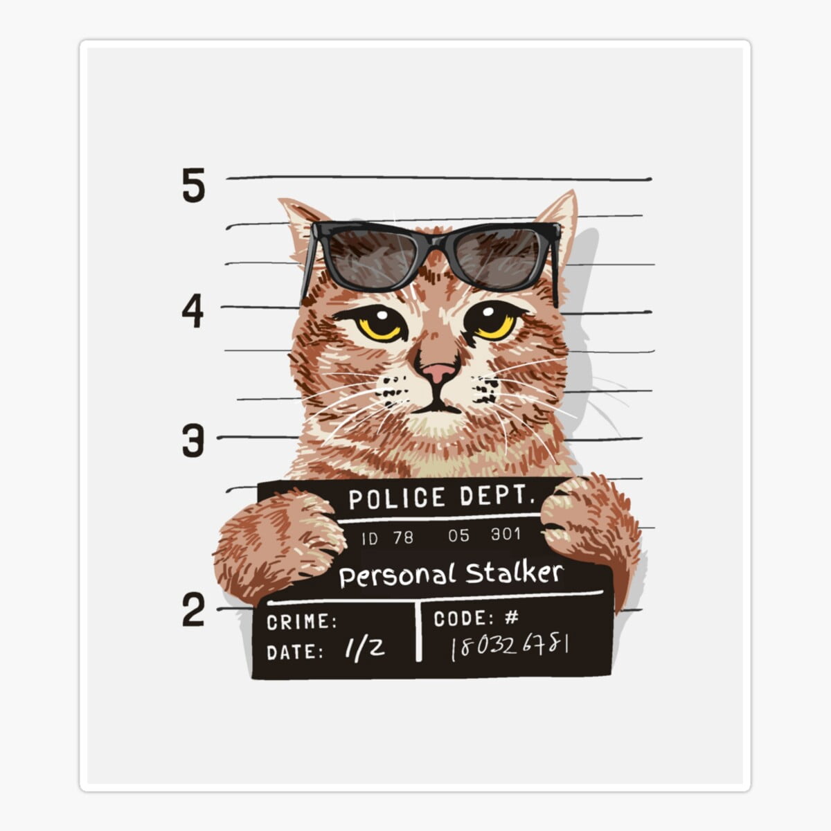 Maneki Cute Bengal Cat Stalker Sticker, Phone Decal Water Bottle ...