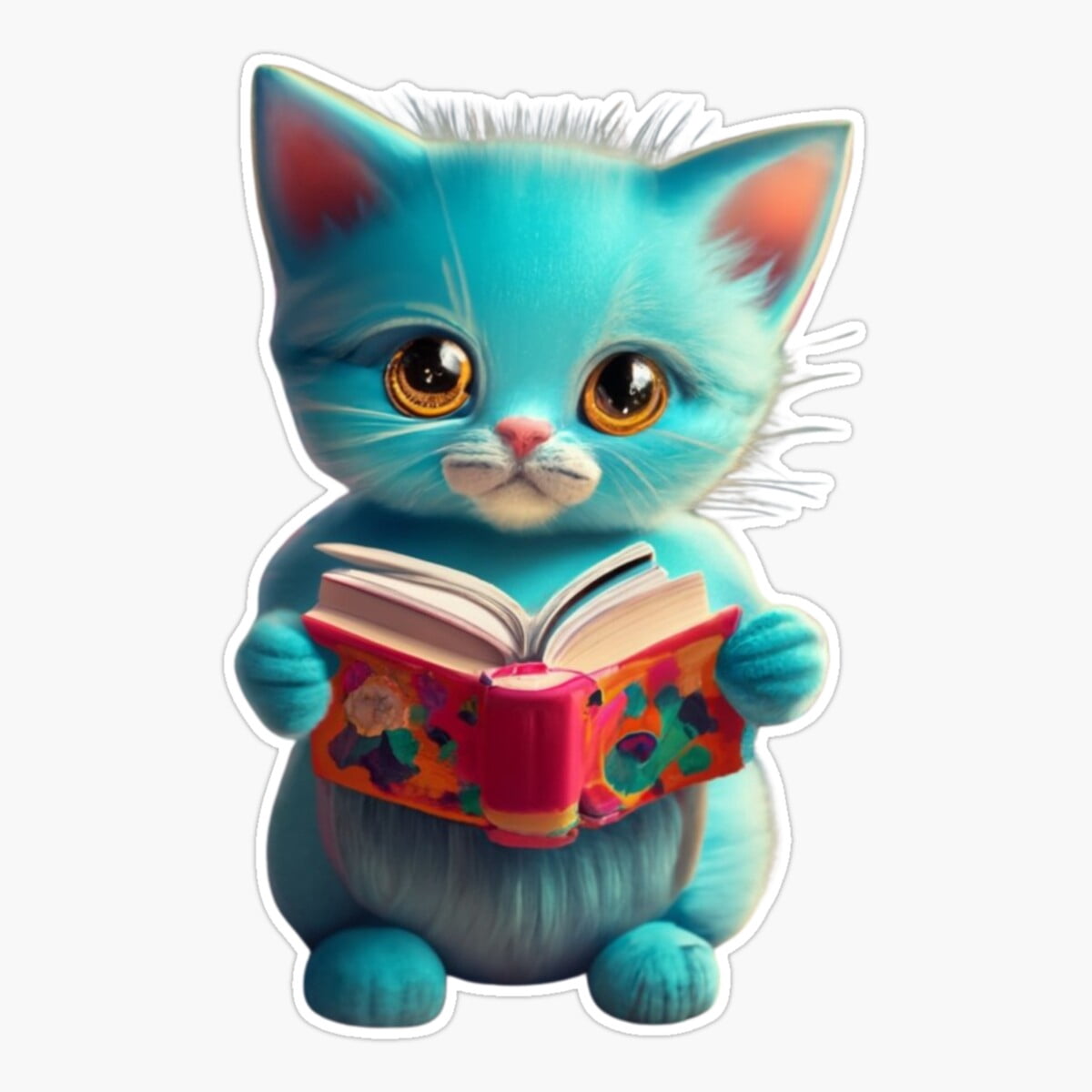 Maneki Cute Blue Cat With Book Cute Cat Reading Book Unny Gits Or Cat ...