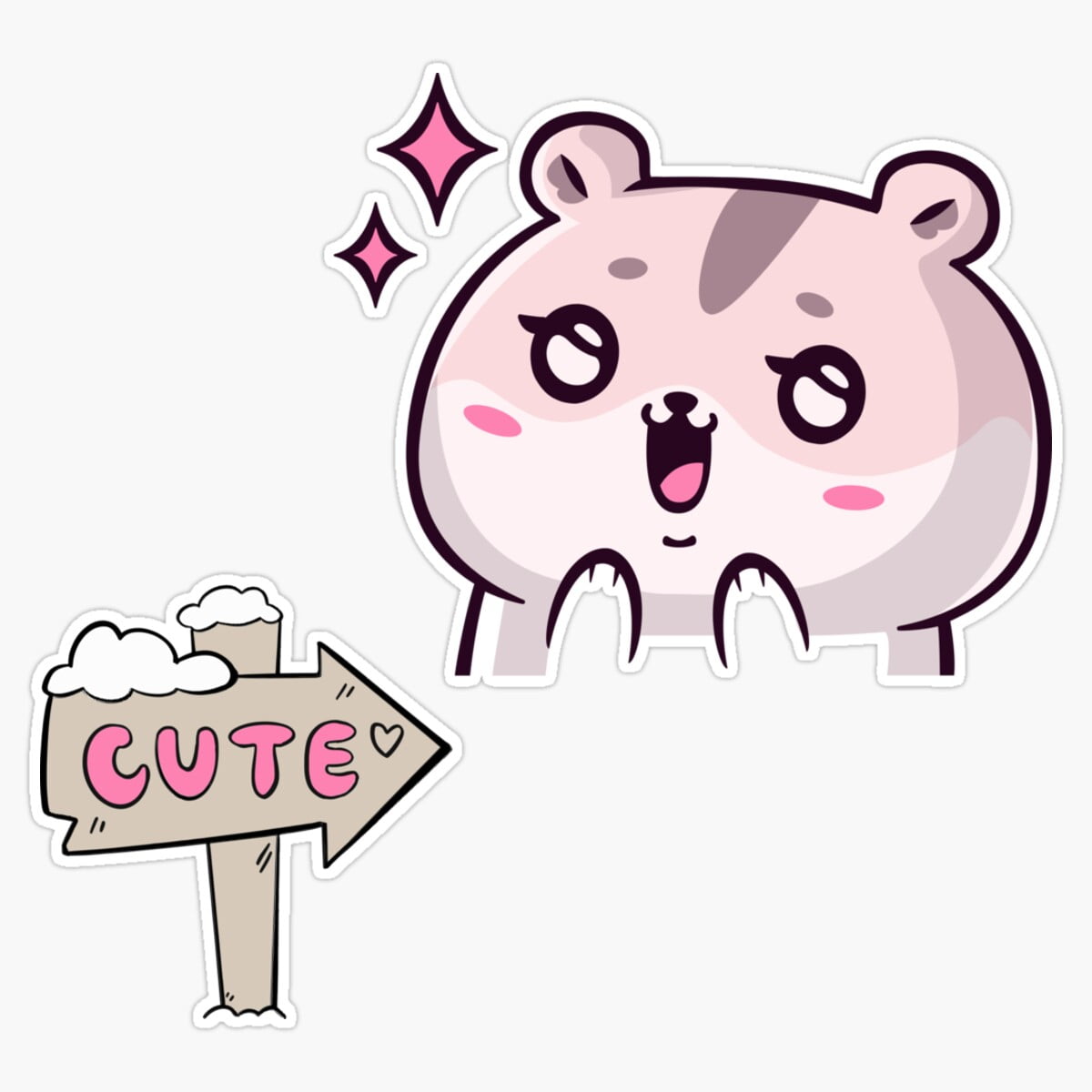 Maneki Cute Blushing Hamster – Kawaii Animal Design Er, Phone Decal ...