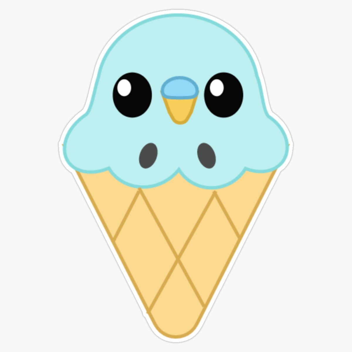 Maneki Cute Budgie Ice Cream Cone Er, Phone Decal Water Bottle Stickers ...