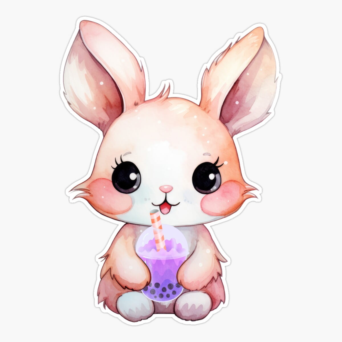 Maneki ]Cute Bunny Rabbit Bubble Tea Er, Phone Decal Water Bottle ...