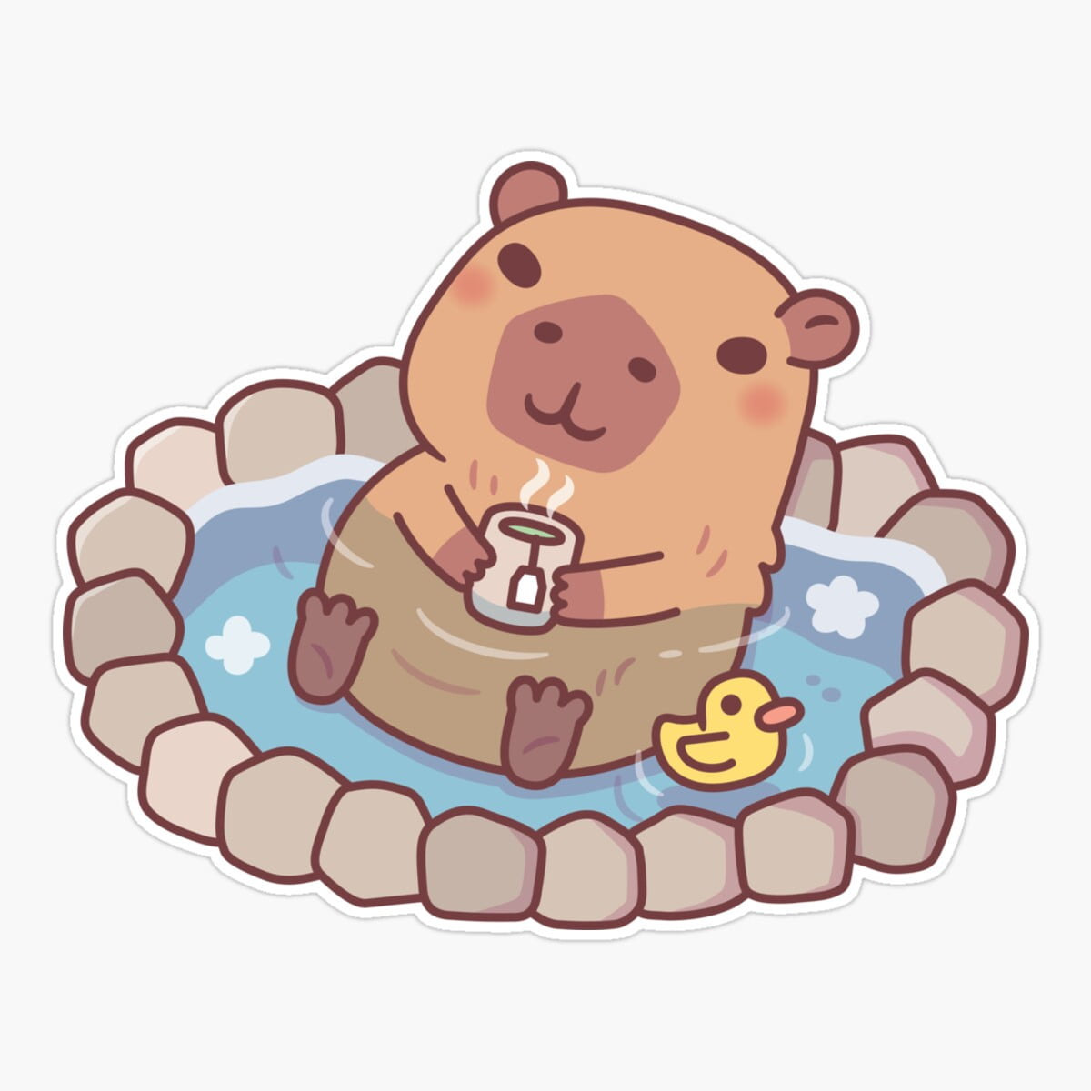 Maneki Cute Capybara And Ducky Chilling In Hot Spring Er, Phone Decal ...