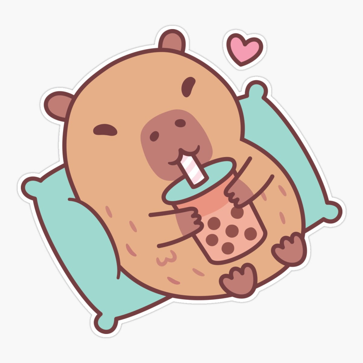 Maneki Cute Capybara Chilling And Bubble Tea Er, Phone Decal Water ...