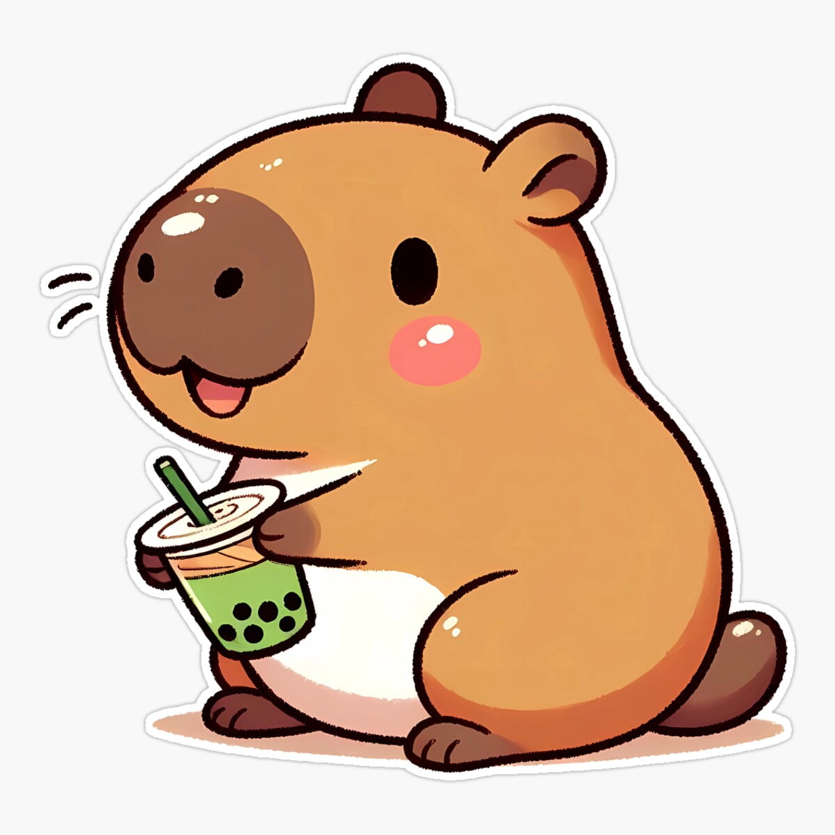 Maneki Cute Capybara With Bubble Tea. Er, Phone Decal Water Bottle ...