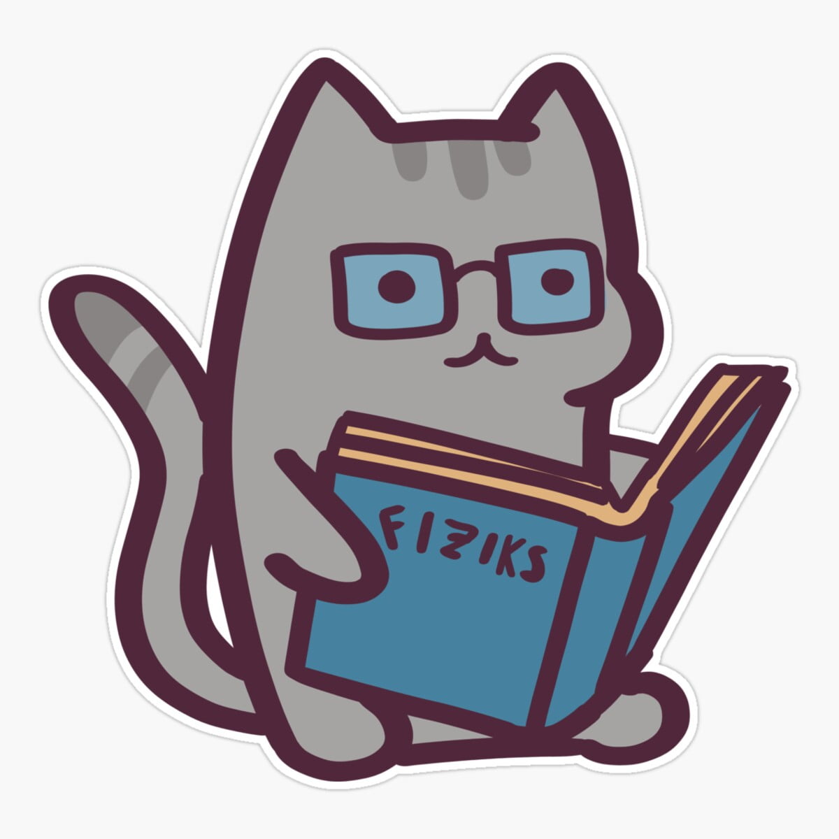 Maneki Cute Cartoon Cat Studying Physics Sticker, Phone Decal Water ...