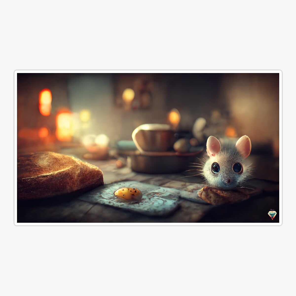 Maneki Cute Cartoon Little Mouse Sticker, Phone Decal Water Bottle ...