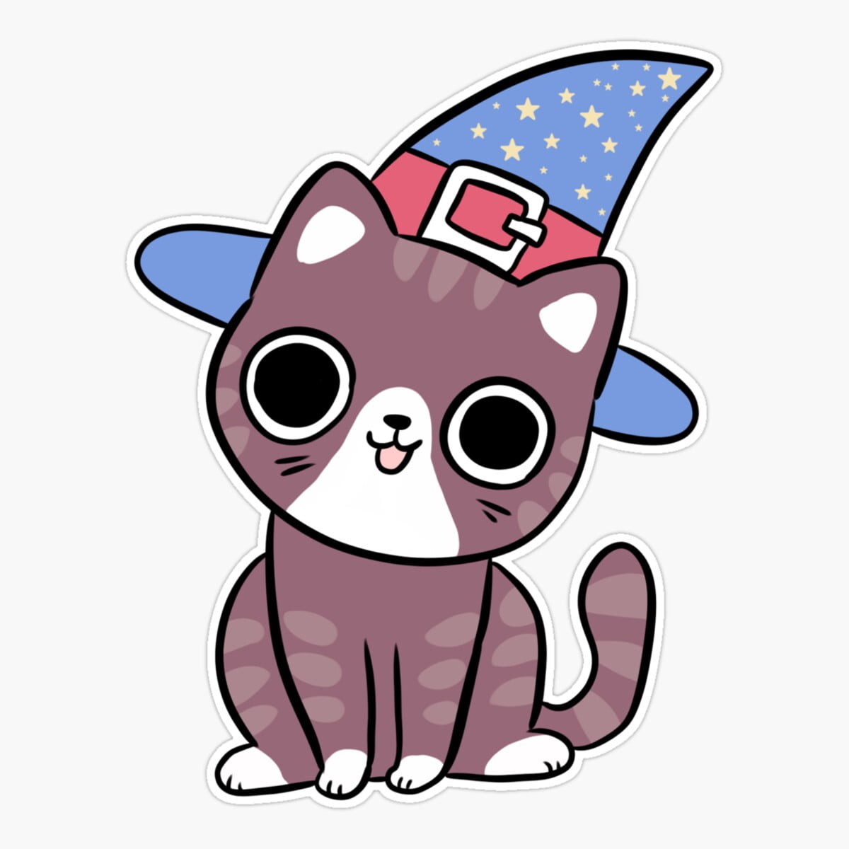 Maneki Cute Cartoon Wizard Cat Sticker, Phone Decal Water Bottle ...