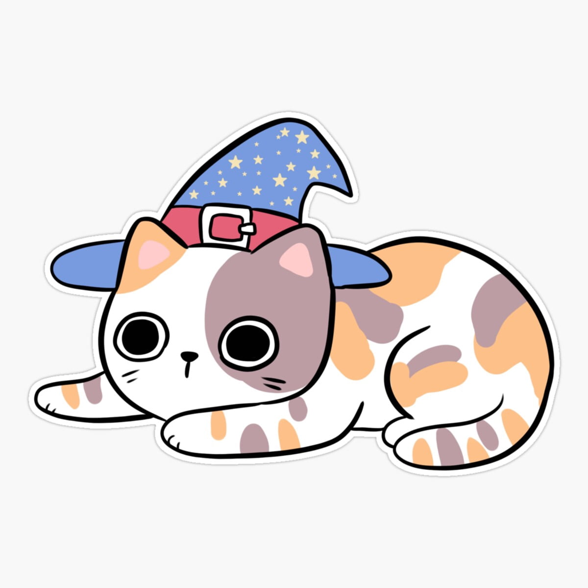 Maneki Cute Cartoon Wizard Cat Sticker, Phone Decal Water Bottle ...
