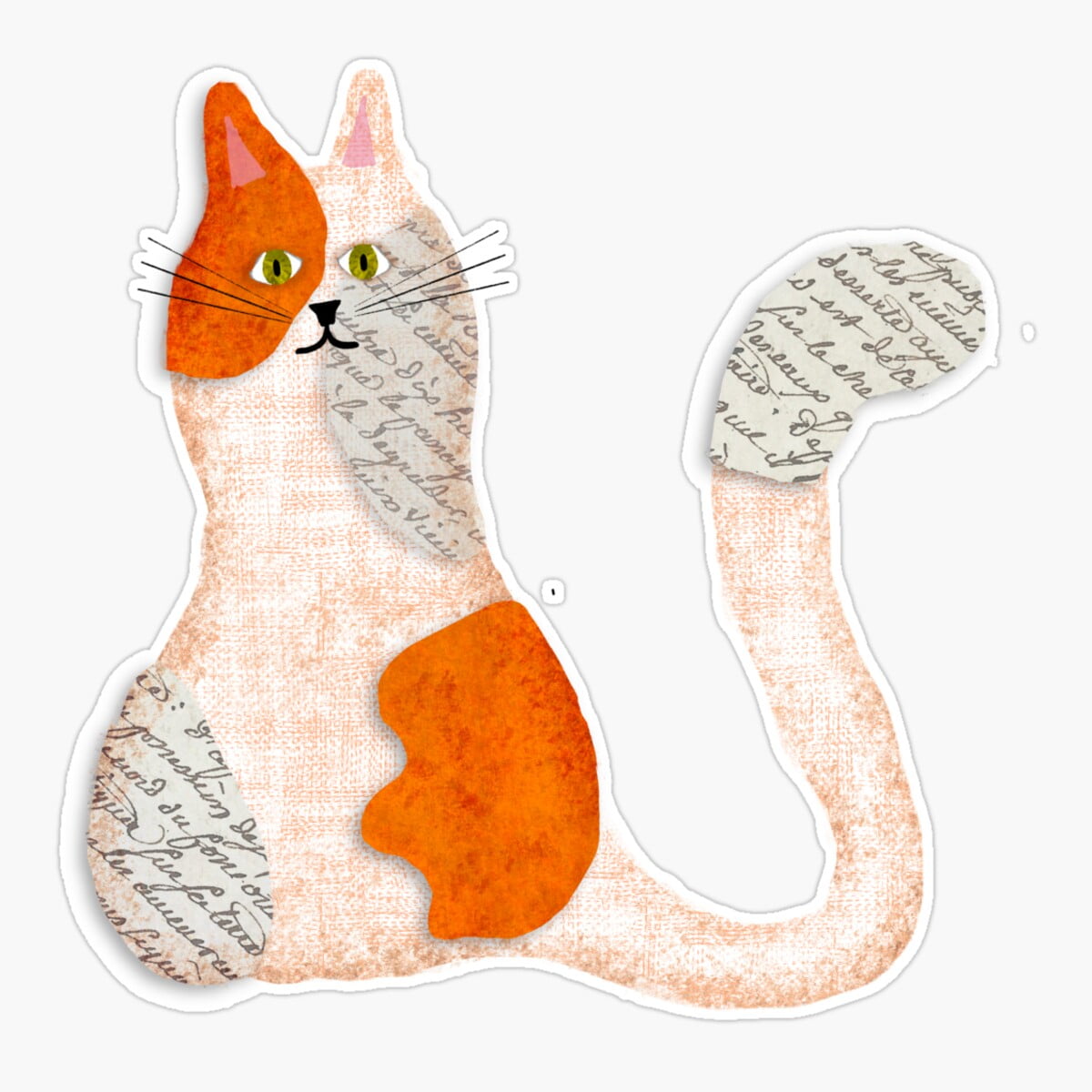 Maneki Cute Cat Collage, No Background Sticker, Phone Decal Water ...