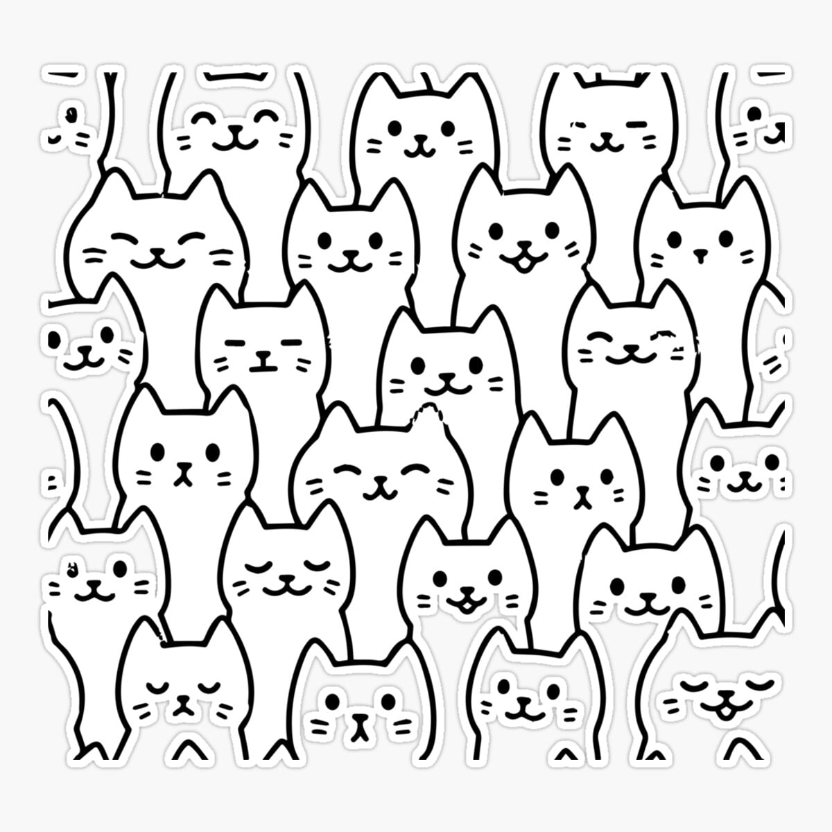 Maneki Cute Cat Patterns Sticker, Phone Decal Water Bottle Stickers Car ...