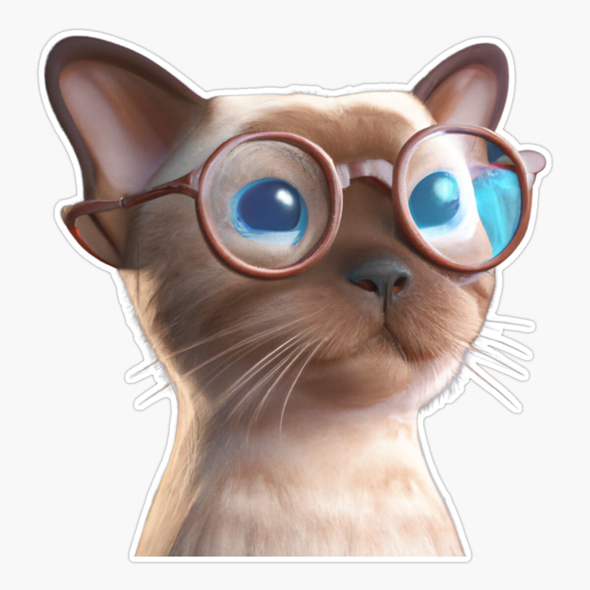 Maneki Cute Cat Wearing Gles Sticker, Phone Decal Water Bottle Stickers ...