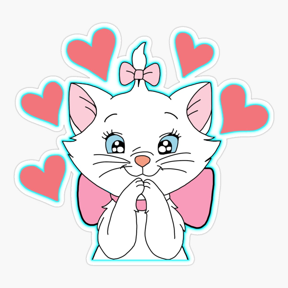 Maneki Cute Cat With Red Nose Sticker, Phone Decal Water Bottle ...