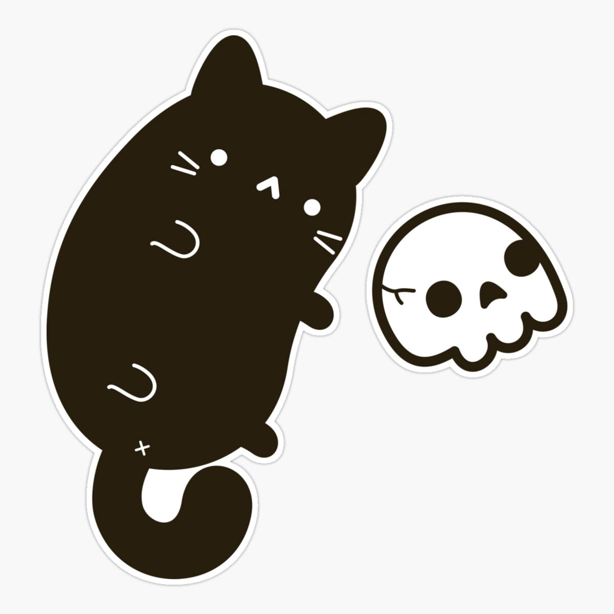 Maneki Cute Cat With Skull Er, Phone Decal Water Bottle Stickers Car ...