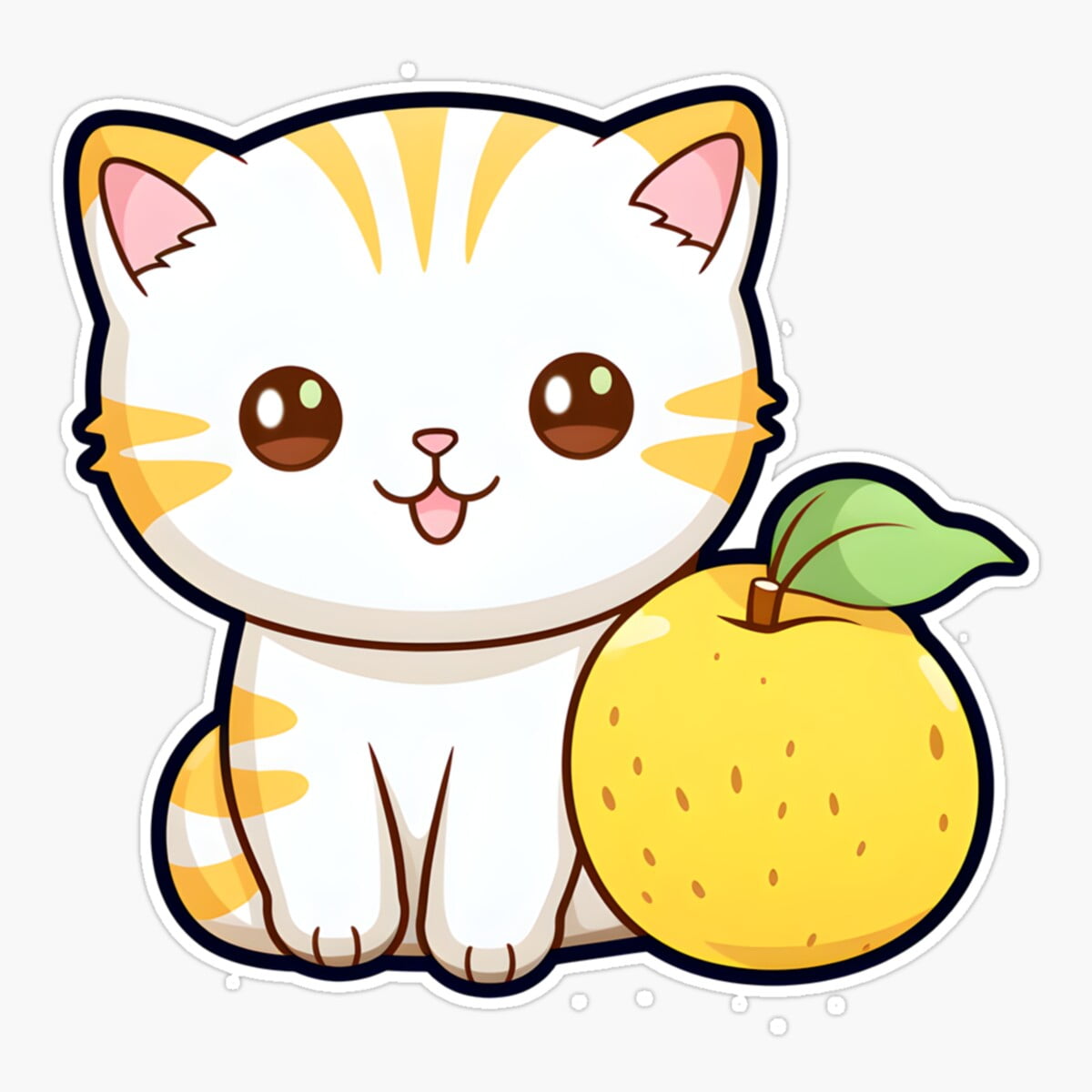 Maneki Cute Cat With Sweet Asian Pear Er, Phone Decal Water Bottle ...