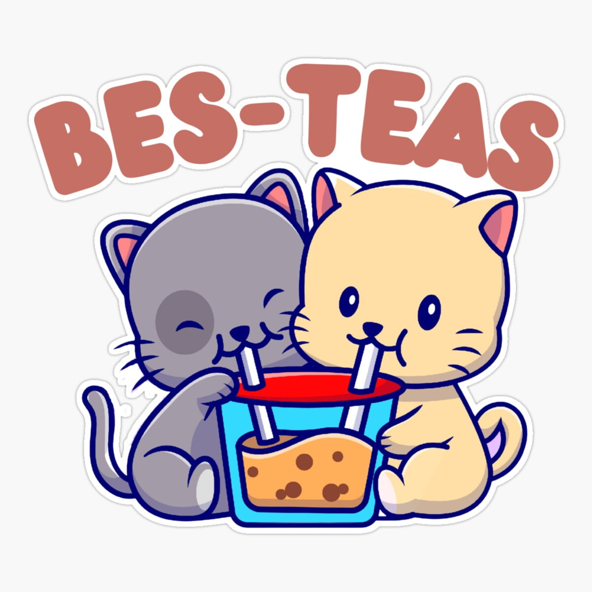 Maneki Cute Cats Boba Bubble Tea - Bes-Teas Sticker, Phone Decal Water ...