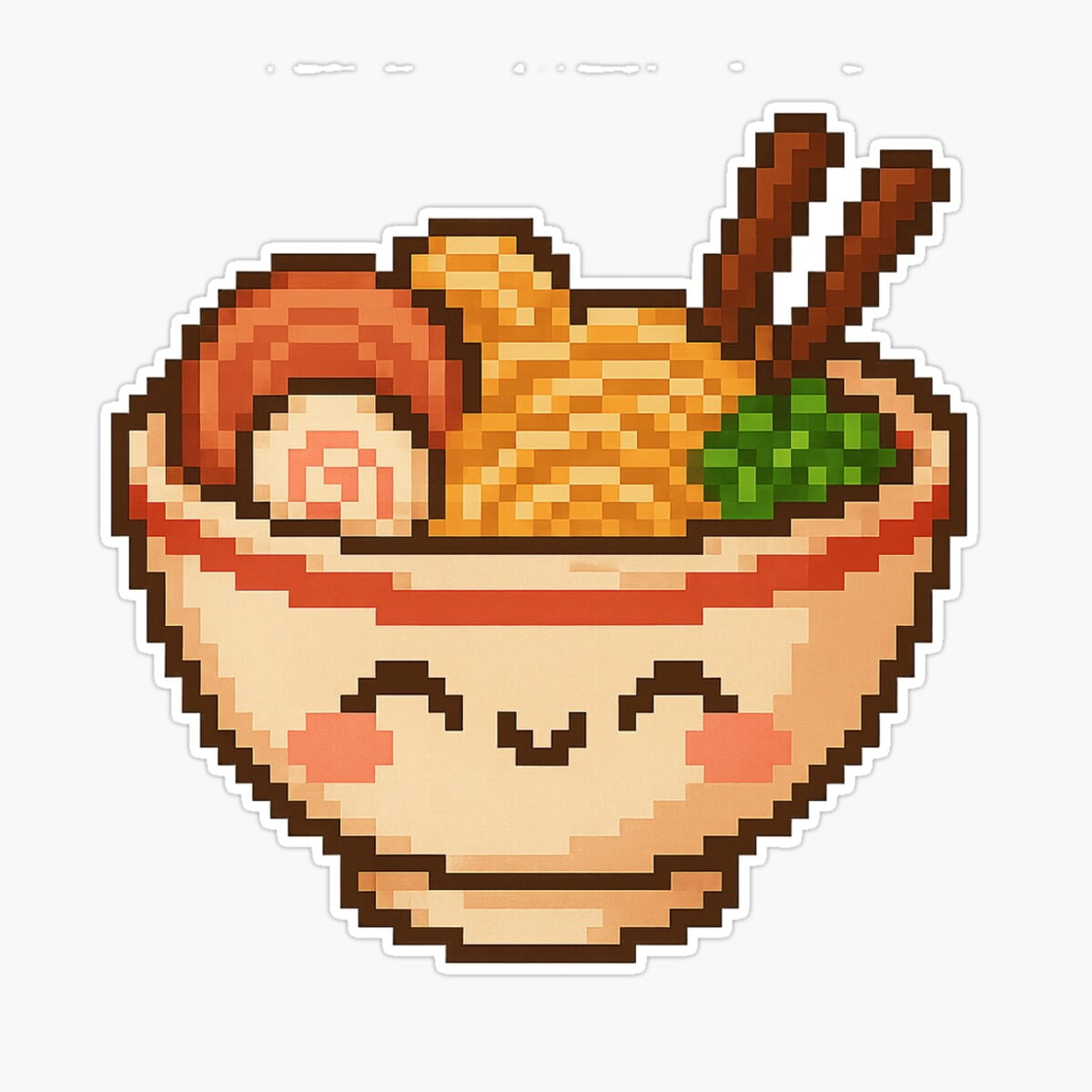 Maneki Cute Chibi Ramen In Pixel Art Style Er, Phone Decal Water Bottle ...