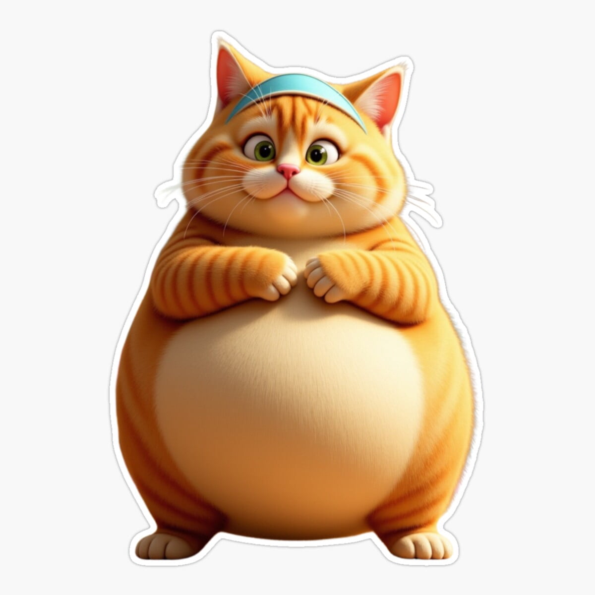 Maneki Cute Chubby Cat - Unny & Adorable Orange Kitty With Blue Tiara ...
