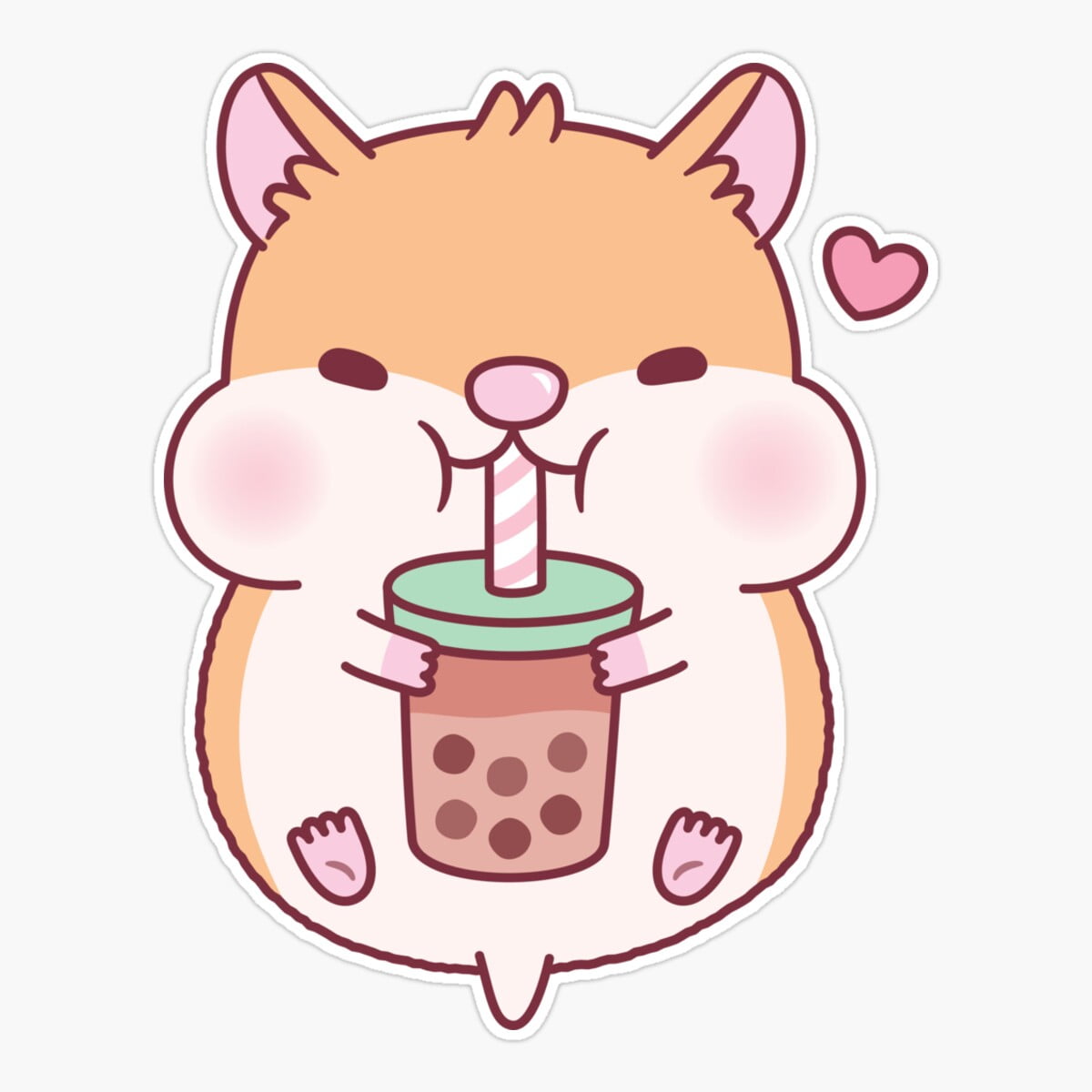 Maneki Cute Chubby Hamster Loves Boba Tea Er, Phone Decal Water Bottle ...
