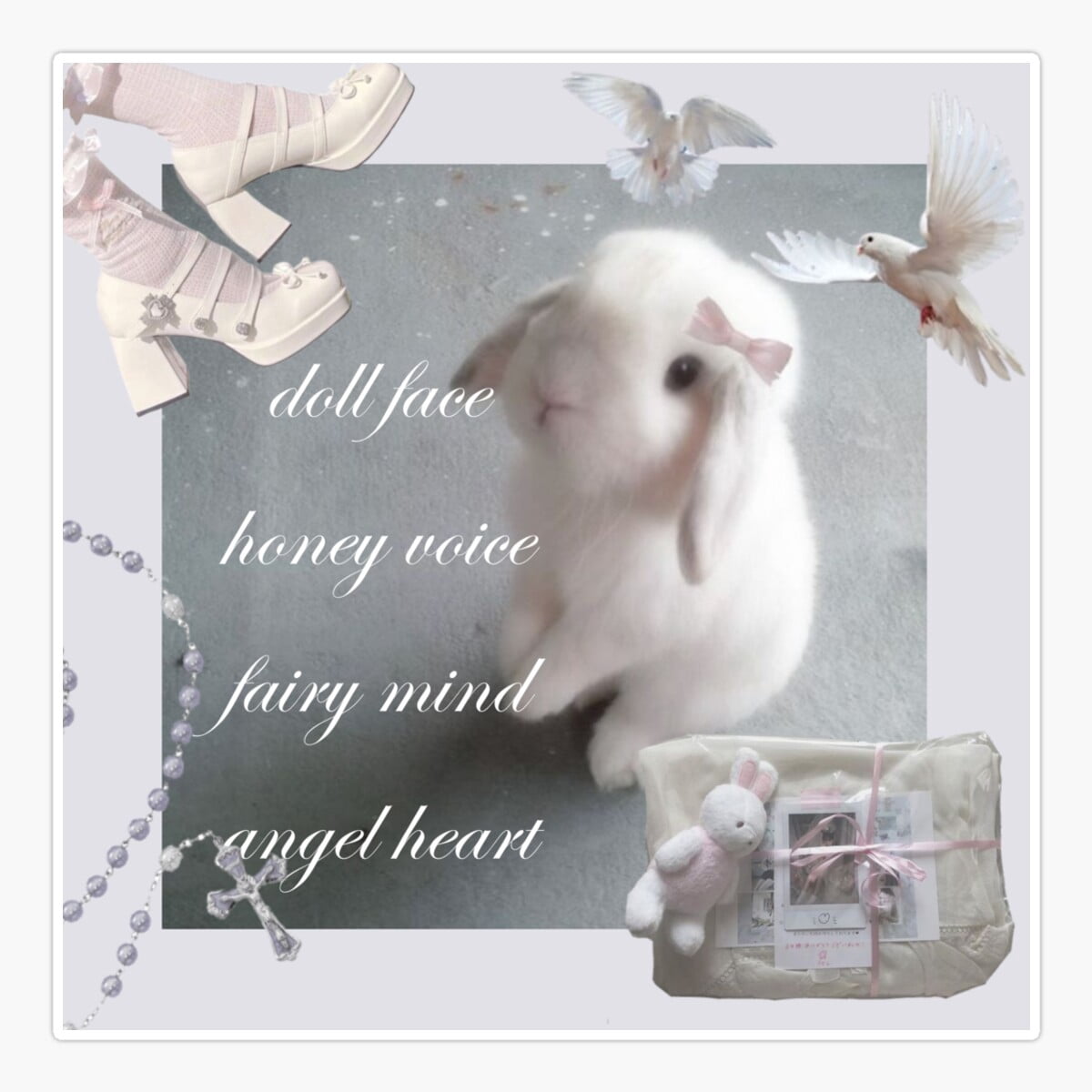 Maneki Cute Coquette Bunny Quote Design Angel Er, Phone Decal Water ...