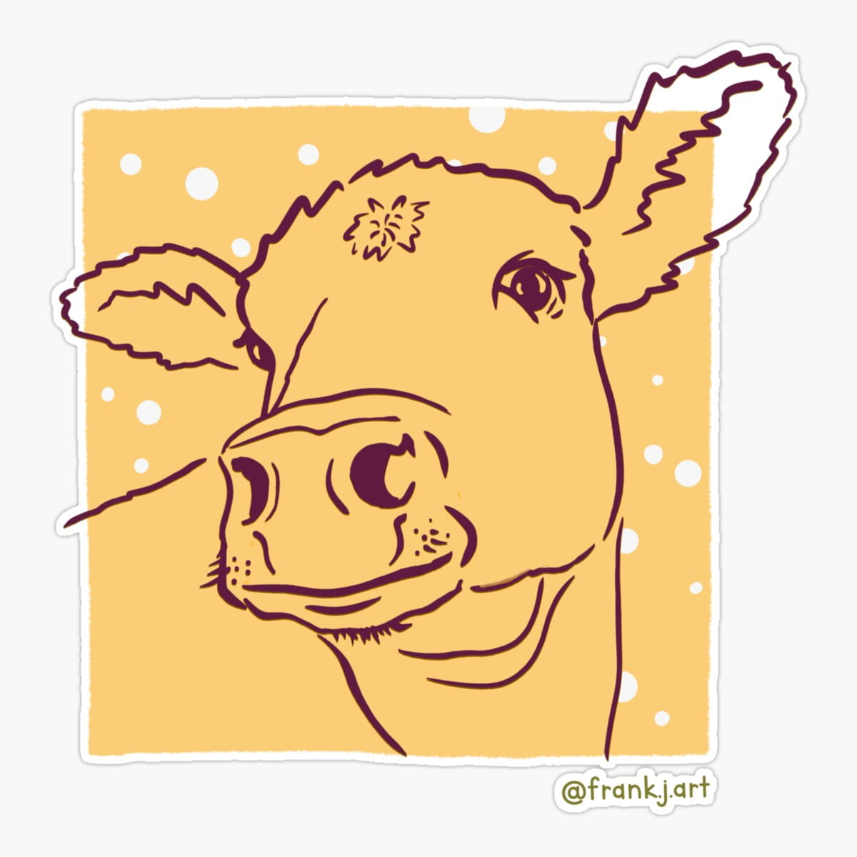 Maneki Cute Cow - Outline Drawing Sticker, Phone Decal Water Bottle ...