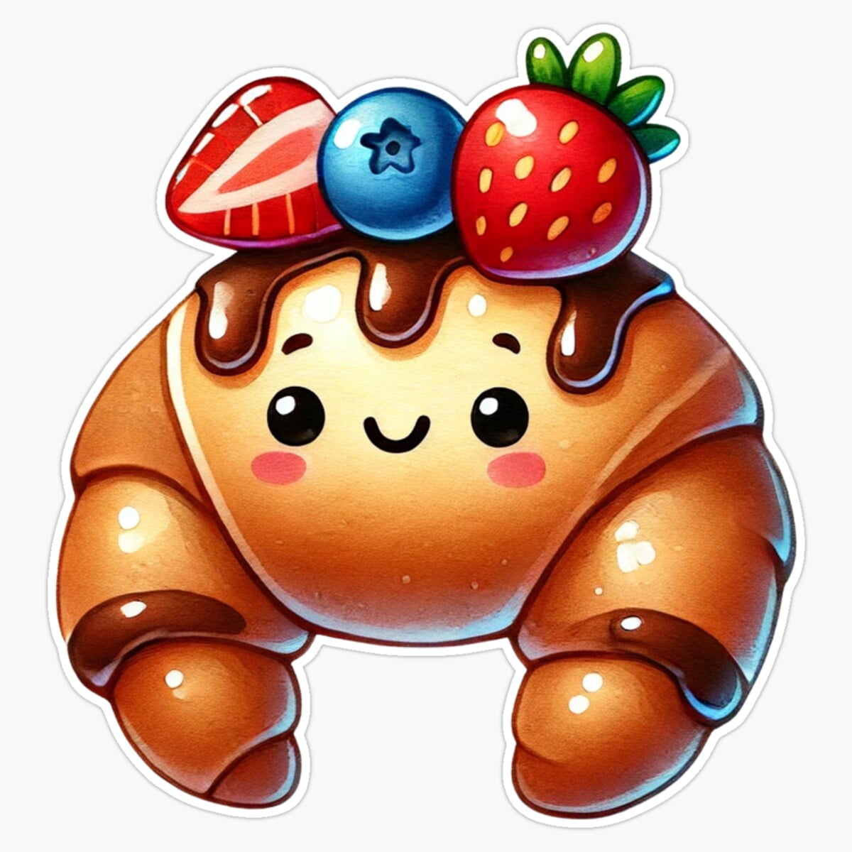 Maneki Cute Croissant With Berries And Chocolate Drizzle Er, Phone ...
