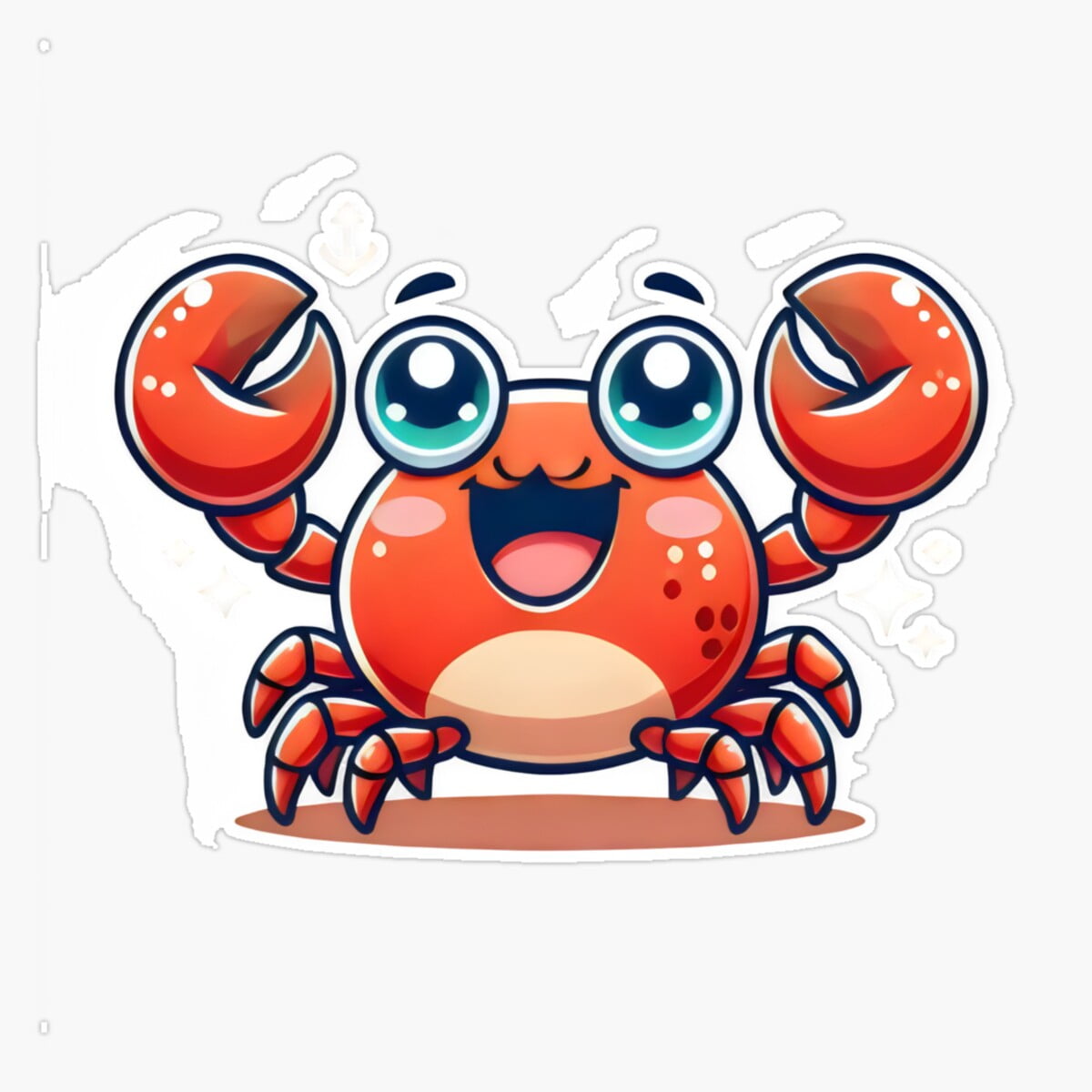 Maneki Cute Funny Crab Sea Creature Laughing Animal Ers And Magnets For ...