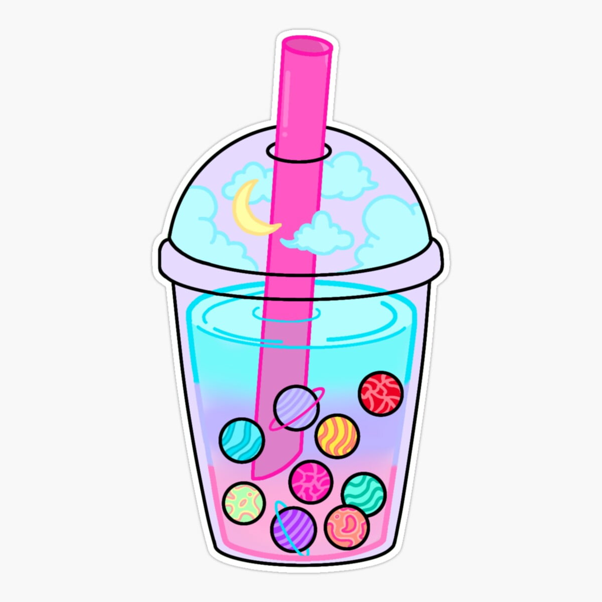 Maneki Cute Galaxy Boba Tea With Blue, Purple, And Pink Gradient Er ...