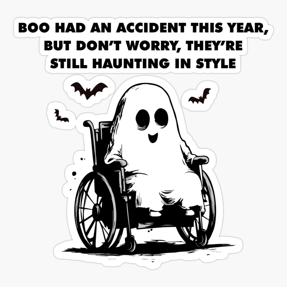 Maneki Cute Ghost On A Wheelchair With Text Er, Phone Decal Water ...