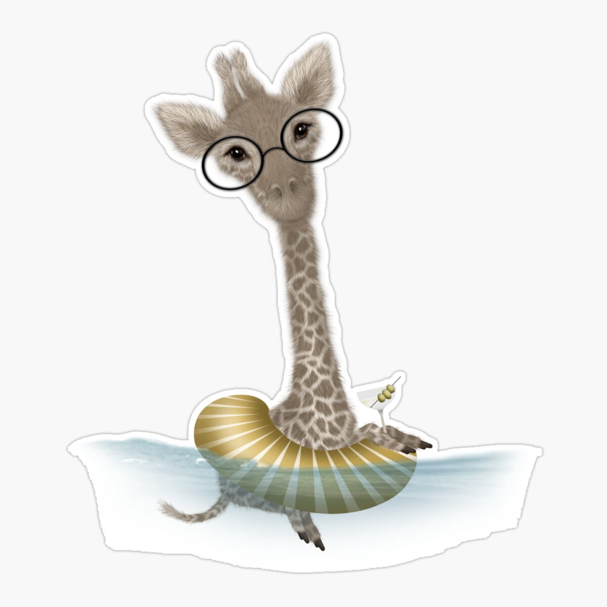 Maneki Cute Giraffe, Giraffe In Water With Floater Wall Art, Giraffe ...