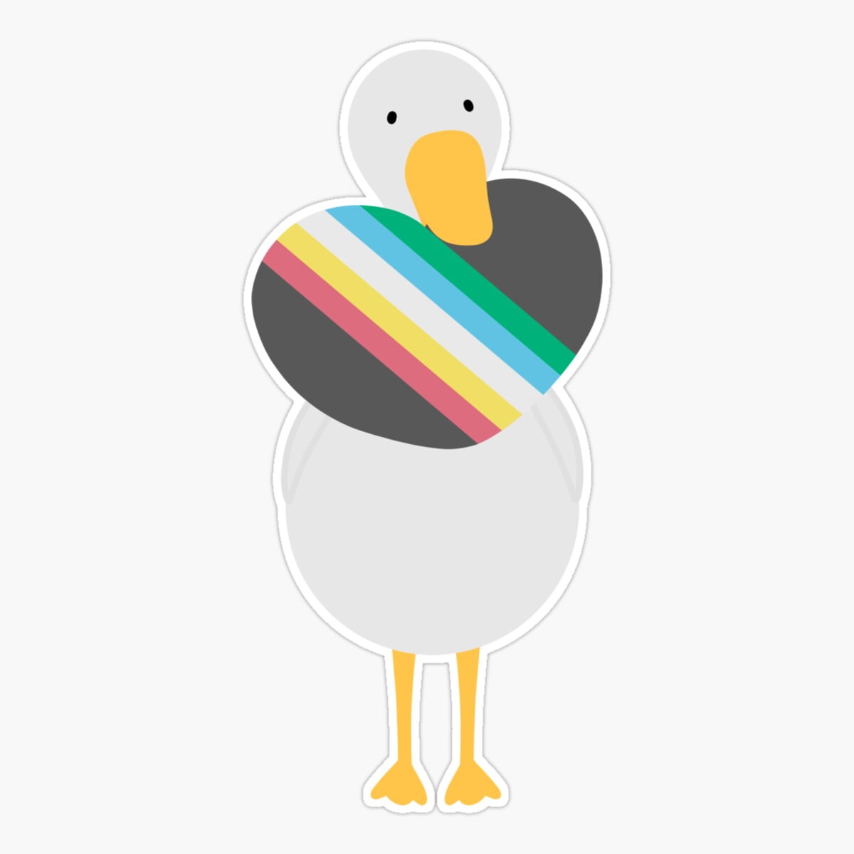 Maneki Cute Goose With Disability Pride Heart In Beak Er, Phone Decal ...