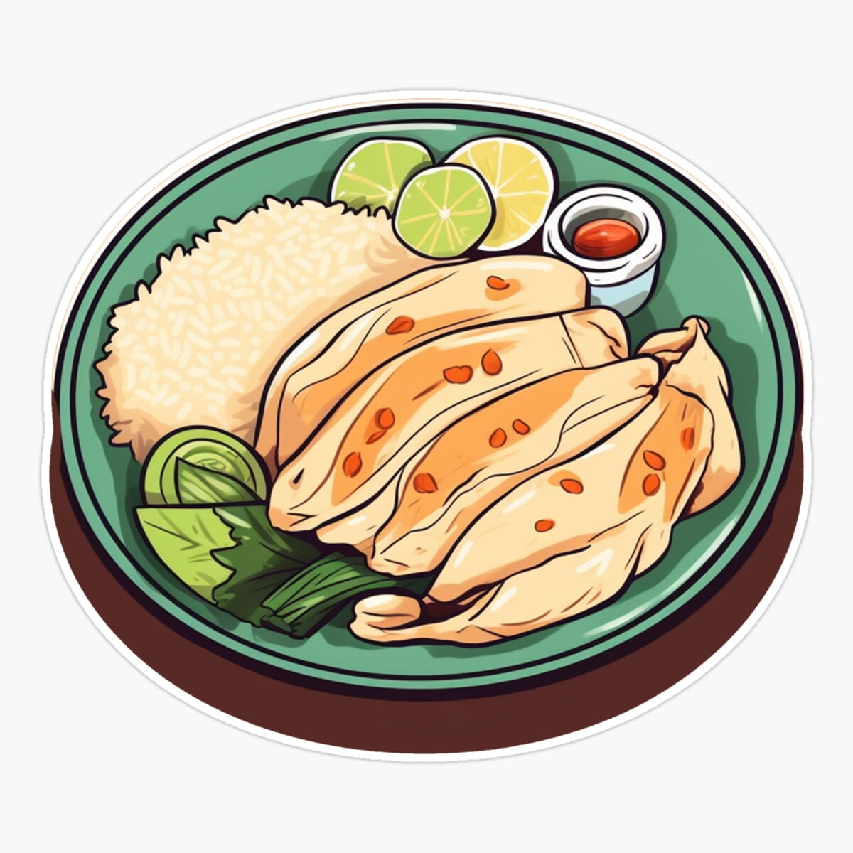 Maneki Cute Hainanese Chicken Rice Design Or Hawker Ood Lovers Sticker ...