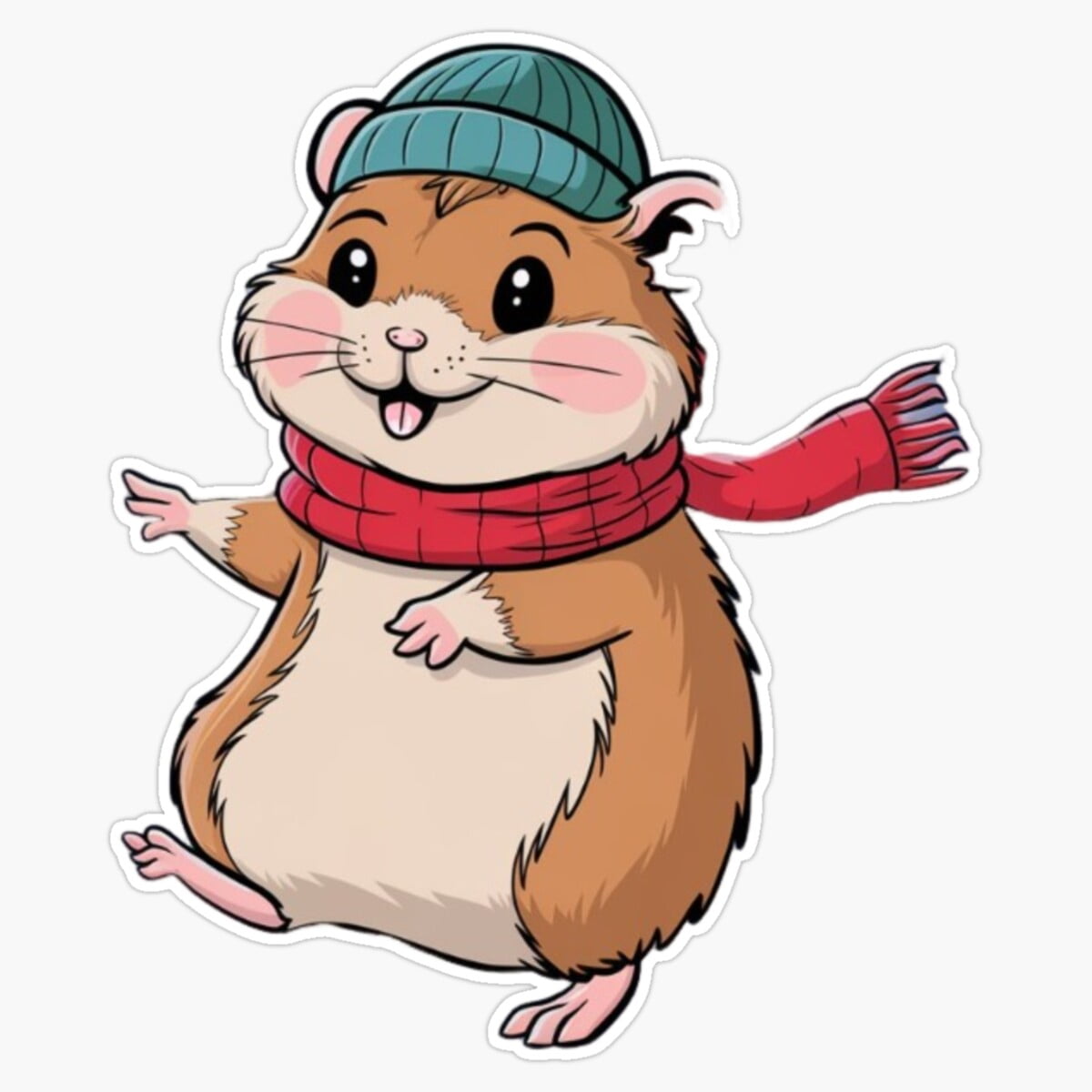 Maneki Cute Hamster Christmas Er, Phone Decal Water Bottle Stickers Car ...