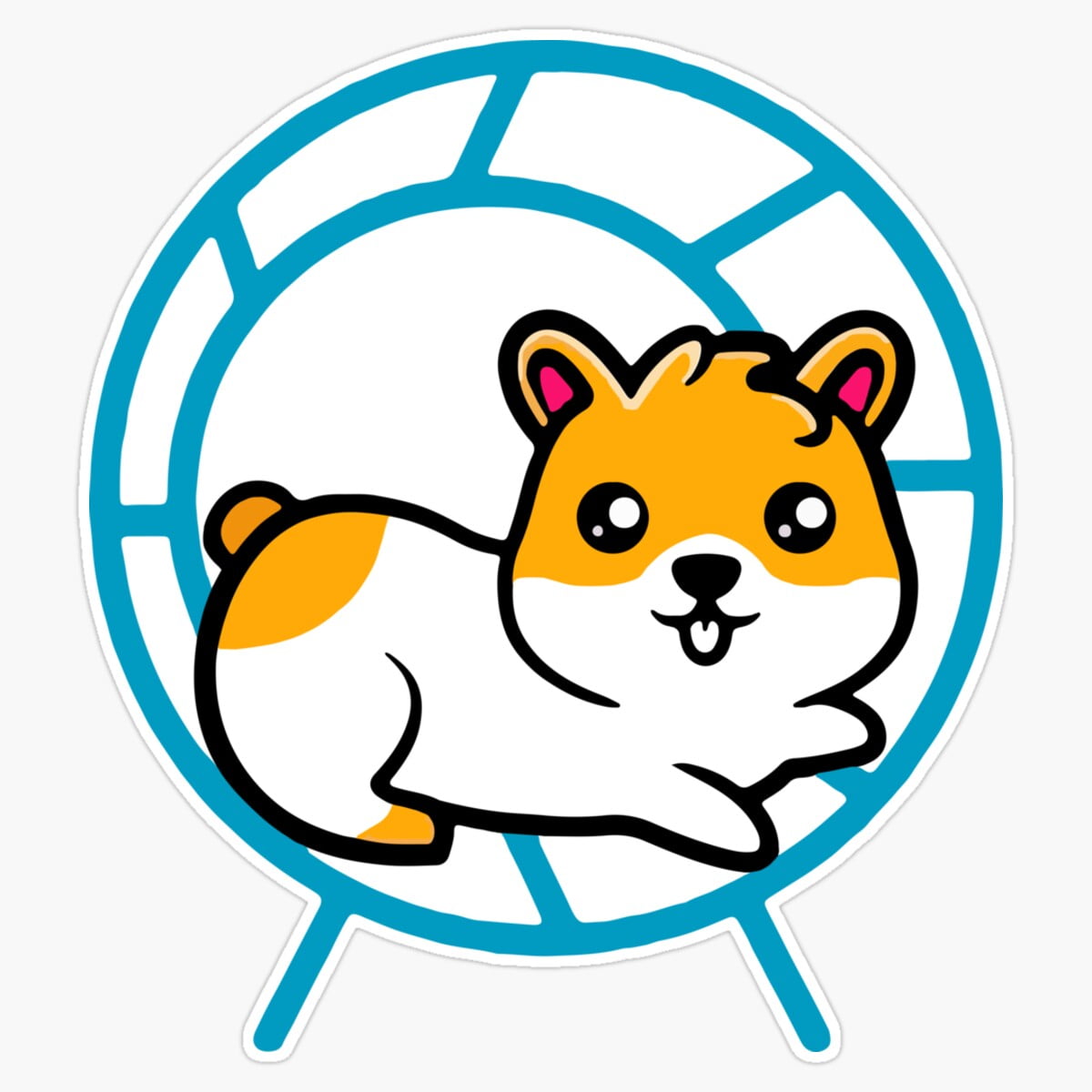 Maneki Cute Hamster On Wheel Er, Phone Decal Water Bottle Stickers Car ...